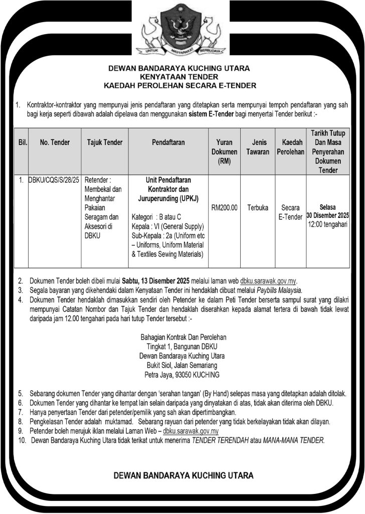 DBKU RETENDER NOTICE | Sarawak Tribune