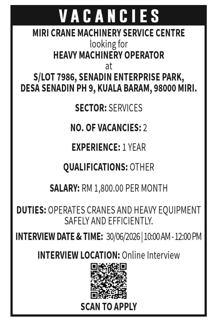 LABOUR VACANCIES (MIRI CRANE) | Sarawak Tribune
